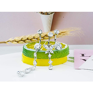 HQLA 14G Dangle Belly Button Rings butterfly/Round Clear CZ Navel Curved Barbell Studs Surgical Steel Sexy Body Piercing 3 Pcs A Set (Steel)