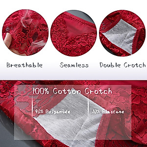 Cinvik Sexy Underwear for Women Plus Size Briefs Breathable Lace Panties Seamless High Waisted Cheekster Granny Panties 1XL