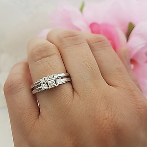 Dazzlingrock Collection 0.50 Carat (Cttw) 14K Princess Diamond Women 3 Stone Engagement Ring Set 1/2 CT, White Gold, Size 6