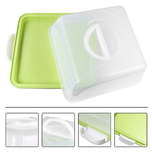 BESTOYARD Cake Carrier 10x5 Inch Cupcake Storage Container Green Square Macaron Box with Handle Portable Pie Saver Travel Platter for Bakers Chefs Caterers
