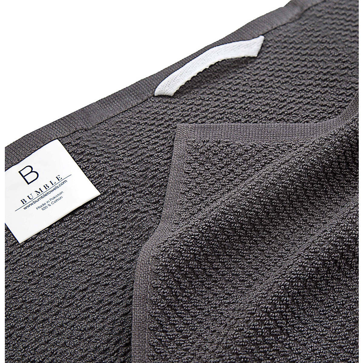 Premium Kitchen Towels (16”x 26”, 6 Pack) | Large Cotton Kitchen Hand Towels | Popcorn Striped Design | Dish Towels | 430 GSM Highly Absorbent Tea Towels Set with Hanging Loop | Gray