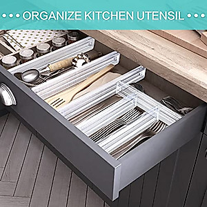 Hoteam 24 Pack Drawer Dividers Organizers for Clothes Adjustable Kitchen Drawer Organizer 3.2 Inch High Dresser Expandable from 11-19 Inch Clear Plastic Separators for Clothing Kitchen Dresser