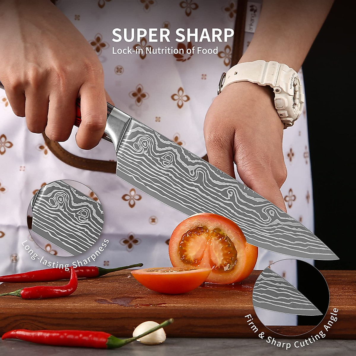 AIXIHOM Kitchen Chef Knife 8 inch Japanese Chefs Knife,Professional Chef Knives for Cooking,Carbon Stainless Steel Sharp Cutting Knife with Ergonomic Handle & Gift Box