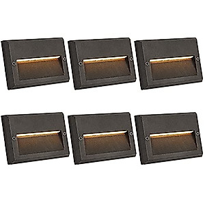 Hykolity Low Voltage LED Landscape Deck Light, 3W 49LM 12V Wired for Outdoor Yard Lawn Step and Stair Lighting, Die-cast Aluminum Construction, 10-Watt Equivalent, 15-Year Lifespan, 6 Pack