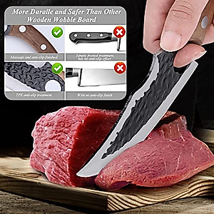 Hand Forged Chef Knife,6 Inch Viking Knife Butcher Boning Knife With Leather Sheath,Handmade Japanese Steel Kitchen Chef Knife,Meat Vegetable Cutting Knife ,Caveman Knife for Camping&Outdoor