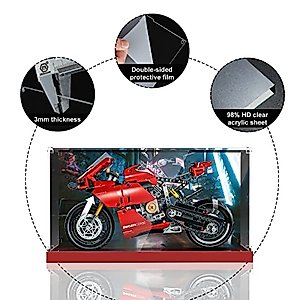 Vaodest Acrylic Display Case for Lego 42107 Ducati Panigale V4 R Set,3MM HD Dustproof Transparent Display Box for Lego 42107 Model(Box Only, Not Lego Building Set)