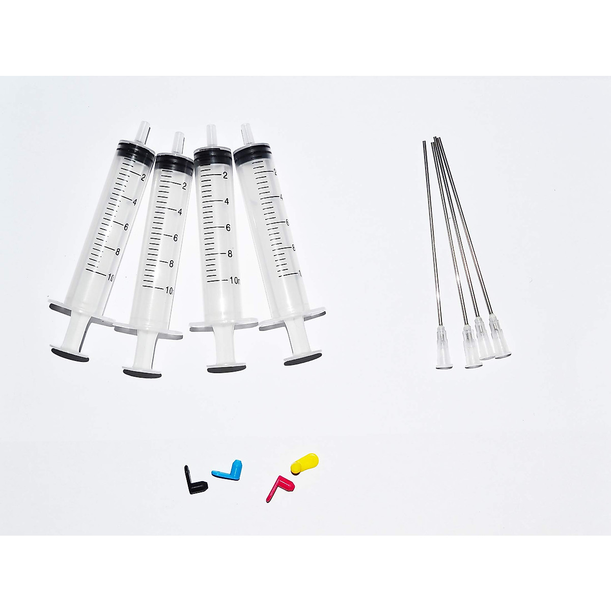 By Double2house, 4 x 10ml Syringe with Blunt 4" Long Needle to Glue Craft, Refill Ink Cartridge and CISS Systems