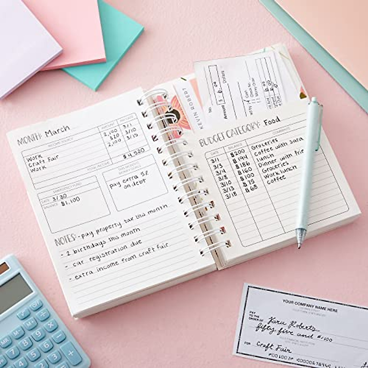Floral Monthly Budget Planner, Bill Organizer with 24 Pockets, Debt Payoff Tracker, Payment Checklist (5 x 7 In)