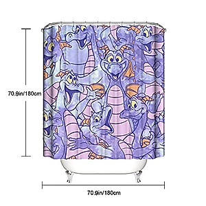 JIYINJI Figment 4 Piece Shower Curtain Sets,Non-Slip Rugs, Toilet Lid Cover and Bath Mat, Durable for Bathroom Decor Set.