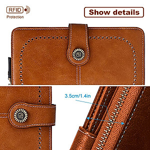 Chihutown Large Capacity RFID Blocking Leather Wallets, Women's Luxury Clutch, Credit Card Organizer with Wristlet