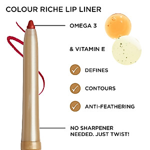 L’Oréal Paris Colour Riche Lip Liner Pencil, Creamy Lip Liner with Omega 3 and Vitamin E, 751 Eternal Mauve (Warm Berry Pink)