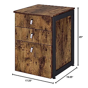 Coaster Furniture Estrella 3-Drawer File Cabinet Antique Nutmeg and Gunmetal 800656