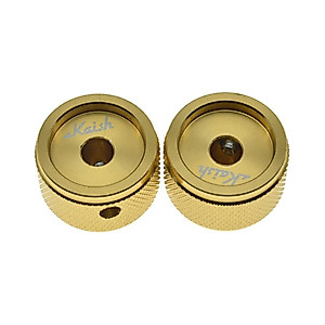 KAISH 2-Pack 63/64"(25mm) Diam. Aluminium Potentiometer Knobs 1/4" Universal Metal Pot Knobs with Indicator and Set Screw for Guitar/Bass/AMP Amplifier/Power Amplifier/Preamps/Audio Equipments Gold
