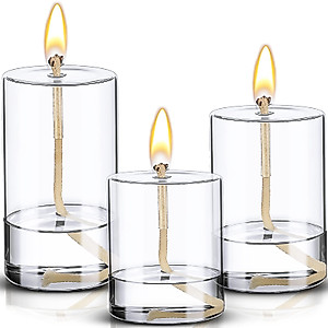 Sumind 3 Pieces Clear Empty Glass Candle Jars Refillable Oil Candle Containers Oil Candle Vessels Liquid Candleholders, 3 Sizes, Cotton Wick and Holder Included