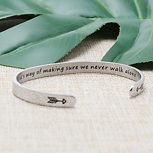 JoycuFF Friendship Bracelets for Best Friends Inspirational Bangle Quotes Saying Engraved Stainless Steel Jewellery White