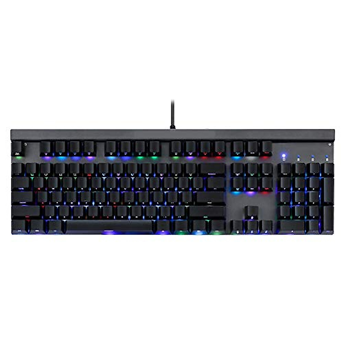 Teerwere Gaming Keyboard 104 Key Outemu Blue Switch Side Printed RGB Mechanical Gaming Keyboard Full Color Backlit System Mechanical Gaming Keyboard (Color : Black, Size : One Size)