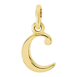 Solid 14k Yellow Gold Lowercase Alphabet Initial Letter C Charm Pendant Small (12mm x 4.5mm)