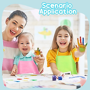 Shihanee 12 Pcs Kids Apron with Pockets Paint Apron Artists Apron Kids Art Smock for Kindergarten Classroom Cooking Activity(3-5 Y)