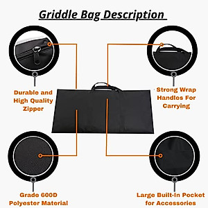 Fonsoco Griddle Carry Bag - Fits Griddle Models: SG60 & FG32 (2 Burner 14-Inch Griddles) - Heavy-Duty - Waterproof, Weather-Resistant - Complete with Premium Basting Brush