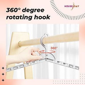 HOUSE DAY Extra Large Adjustable Hangers 4 Pack, Heavy Duty Clothes Hangers with 360° Rotating Hook, Sturdy Plastic Hangers Ideal for Coat,Sweaters, Jackets, Bath Towels, Oversized Garments (Gray)