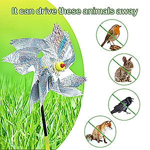 10 Pack Bird Scare Pinwheels, Woodpecker Deterrent Bird Repellent Devices Outdoor Reflective Blinder Pinwheels Effective Reflection Silver Spinner Animal Bird Deterrent to Keep Birds Away