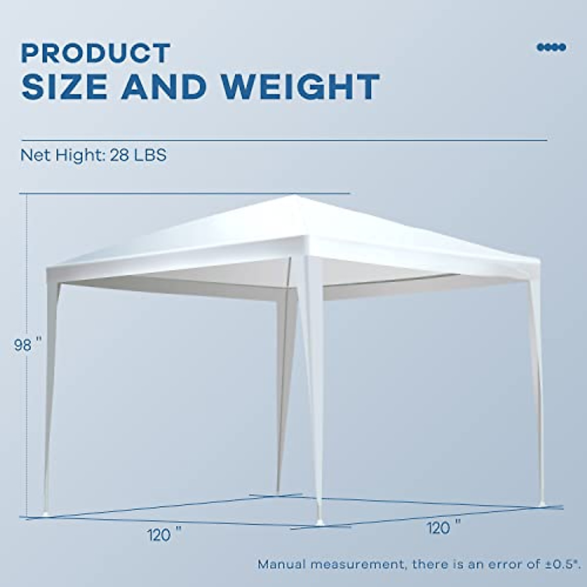 Party Tent 10 feet x 10 feet Gazebo Canopy Outdoor Tent for Parties Waterproof UV Protection Pavilion for Wedding, Camping, Events Shelter (White)