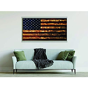 BackYardGamesUSA Premium Wood Wall Art Decor - PATRIOTIC Flags - 24x48 or 12x24, Ready to Hang Home Decor Picture for Living Room (Rustic Wood Flag, 24x48)