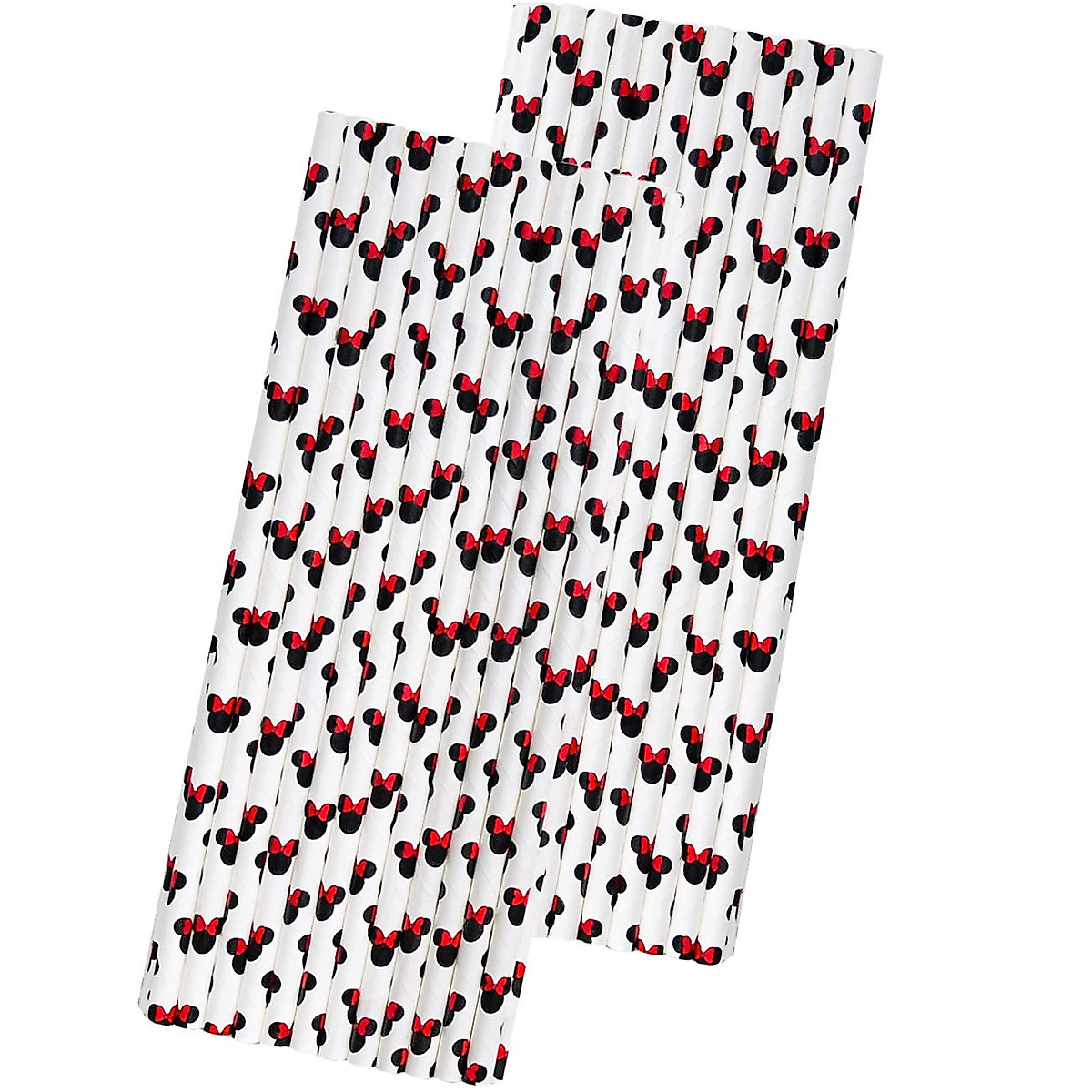 Minnie Mouse Inspired Paper Straws - Red Black White - 7.75 inches - 50 Pack - Outside The Box Papers Brand