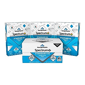 Georgia-Pacific Spectrum Standard 92 Multipurpose Paper, 8.5 x 11 Inches, 1 box of 3 packs (1500 Sheets) (998606)