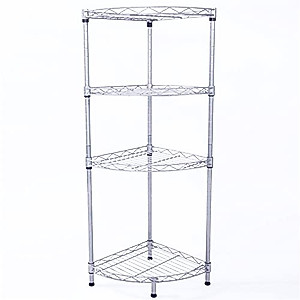 Tuklye 4 Tier Corner Storage Shelves Wire Shelving Unit Metal Shelf Steel Storage Rack for Laundry Bathroom Kitchen Pantry Closet 11.81" L x 11.81" W x 35.43" H