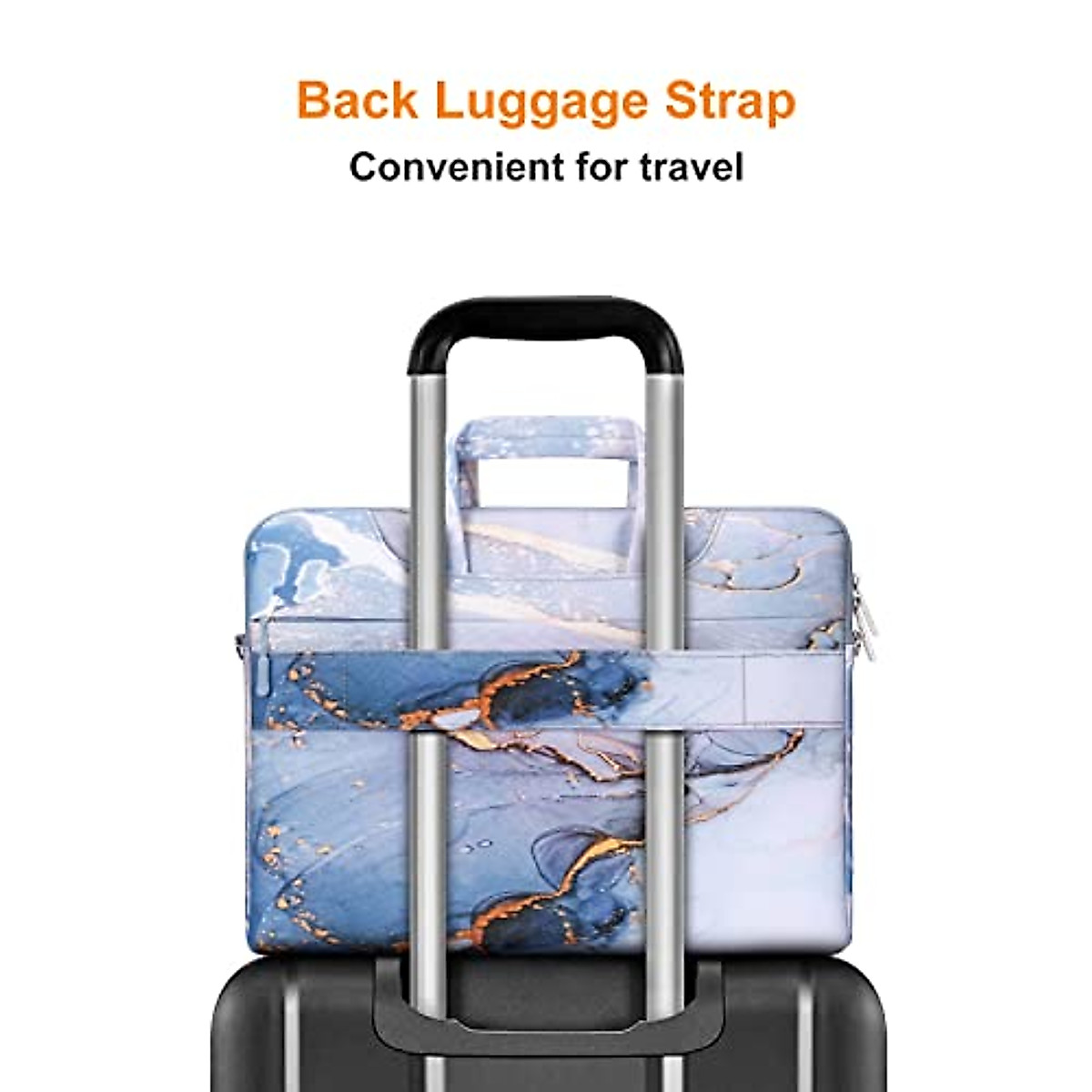 MOSISO Laptop Shoulder Bag Compatible with MacBook Air/Pro,13-13.3 inch Notebook, Compatible with MacBook Pro 14 inch 2023-2021 A2779 M2 A2442 M1, Messenger Bag with Belt Marble MO-MBH289