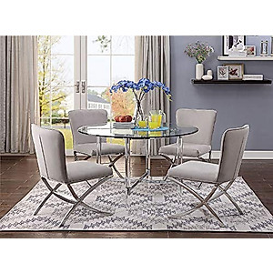 ACME Furniture Dining Table, Chrome and Clear Glass