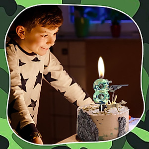 Camo 6th Birthday Candles Number 6 Candle Army Themed Birthday Cake Topper Cake Candles Camo Happy 6th Birthday Party Cake Decorations for Boys Birthday Hunting Party Camouflage Motif Graduation Party