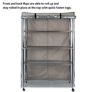 YLOVAN Storage Shelf Cover Wire Rack Shelving Dust Protective, Fits Racks 48" Lx19''Dx72''H Three Side See Through Panel (Cover only)