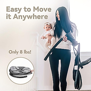 Papablic Baby Swing, Bluetooth Portable Swing for Infants with 5 Natural Sway Speeds and 3 Recline Positions, Unique Breathable System, Remote Control