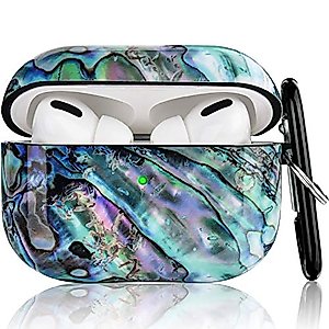 CAGOS Compatible with Airpods Pro Case, Cute Marble Protective Hard Case Skin Cover Portable & Shockproof with Keychain Accessories for Apple Airpods Pro Charging Case (Turquoise Blue)