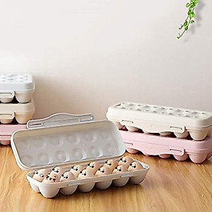UPKOCH 2pcs Plastic Egg Holder Refrigerator Egg Container Kitchen Egg Storage Organizer with Lid 18 Egg Tray Khaki