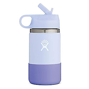 Hydro Flask 12 oz. Kids Wide Mouth Water Bottle with Straw Lid- Stainless Steel, Reusable, Vacuum Insulated