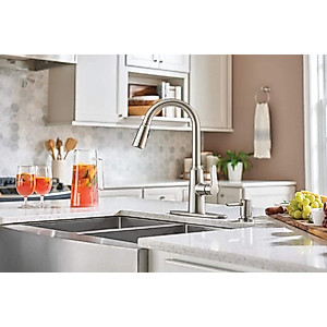 Moen 87028SRS Edwyn Spot Resist Sta Inless 1Handle Deck Mount Pulldown Kitchen Faucet, 7.5, Stainless Steel