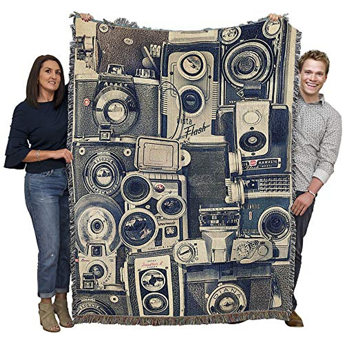 Pure Country Weavers Vintage Cameras Blanket by Thomas Brown - Gift Photography Tapestry Throw Woven from Cotton - Made in The USA (72x54)