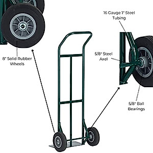 Harper Trucks K54B85C Hand Truck. Steel Frame Continuous Handle/600lb/8 Rubber Wheels
