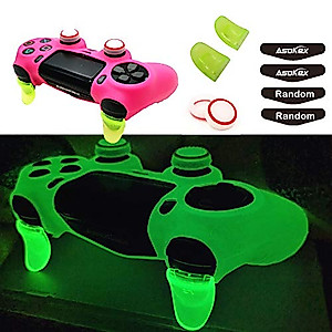 Ps4 Controller Skin Silicone Case Grip Glow in Dark Protective Cover for PS4/slim/Pro Dualshock 4 Controller(Glow Pink)
