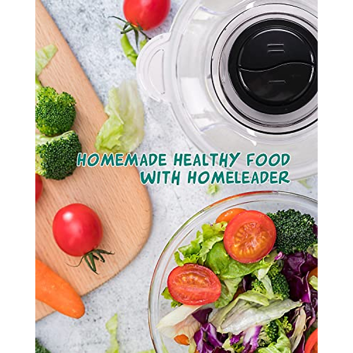 Meat Grinder Electric Food Chopper Processor by Homeleader 8 Cup Chicken Grinder Chopper with Stainless Steel Bowl for Lean Ground Meat Vegetables Fruits Nuts Ice Fast and Slow 2 Speeds 4 Sharp Blades Pure Copper Motor