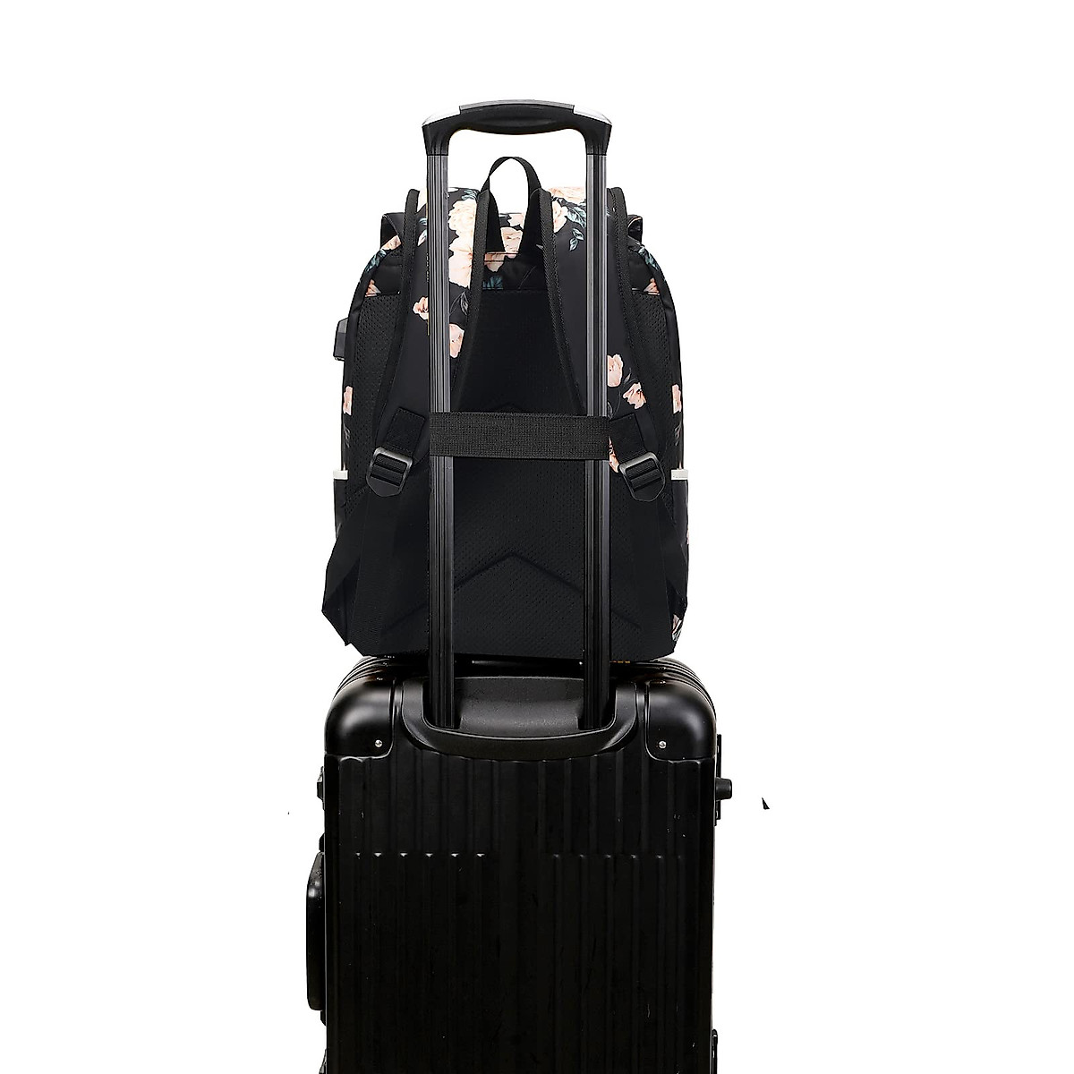 Pawsky Laptop Backpack for Women Girls, Stylish College School Backpack with USB Charging Port Water Resistant Casual Daypack, Floral