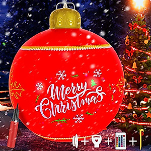 [Upgraded] Hysagtek Extra Large Inflatable Christmas Ornaments, 24 Inch Giant Inflatable Christmas Yard Decorations with Rechargeable Light, Remote & Air Pump for Outdoors Holiday Yard & Pool Decor