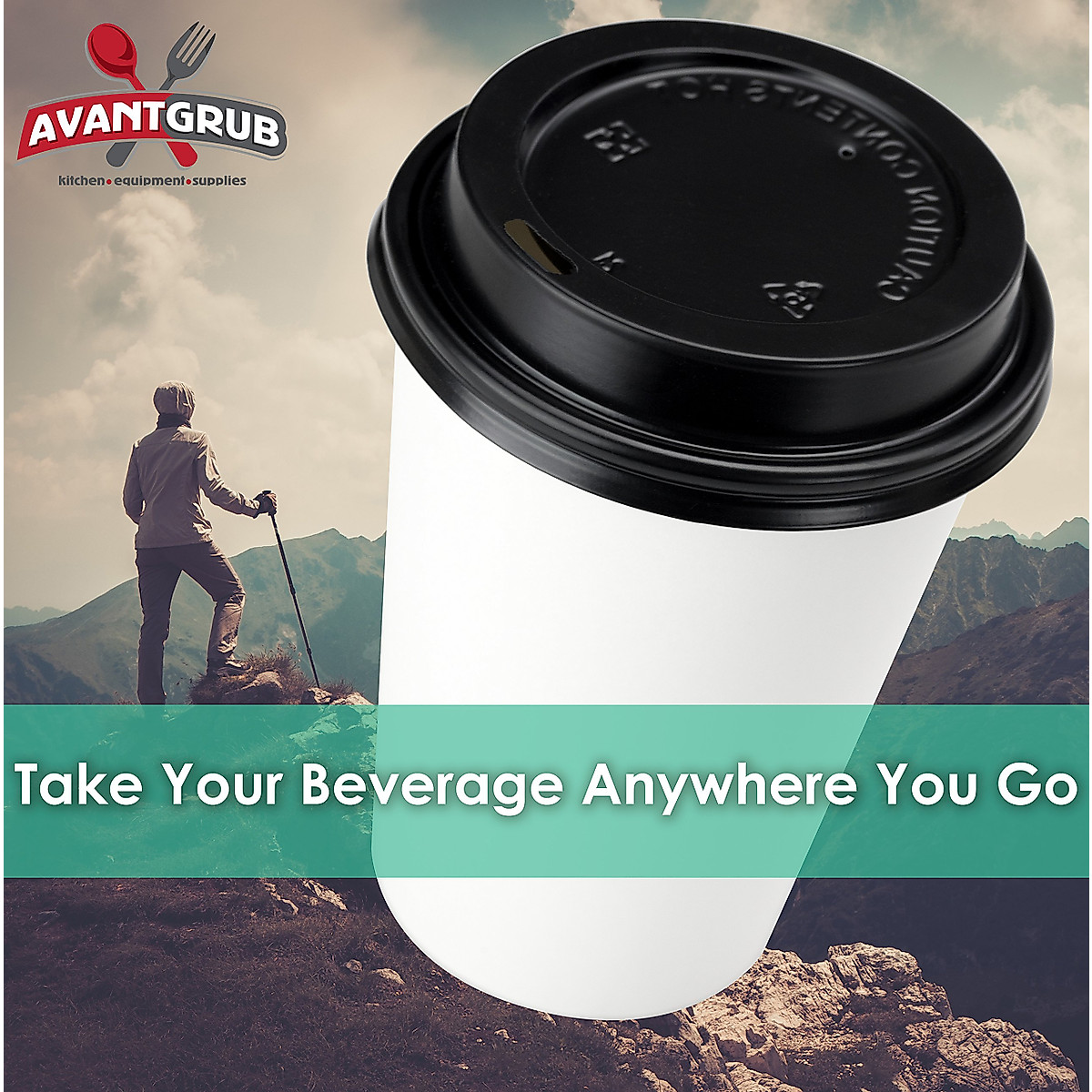 White 12 Oz Paper Coffee Cups With Recyclable Dome Lids, 100 Pk. BPA Free Disposable Drink Cup Set for Serving Hot Tea and Lattes at Kiosks, Shops, Cafes, or Concession Stand