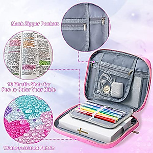 Bible Covers for Women Girls Bible Case Large Bible Bag with Handle Bible Tote Bag Zipper Pocket Bible Cover for Bible Study Supplies