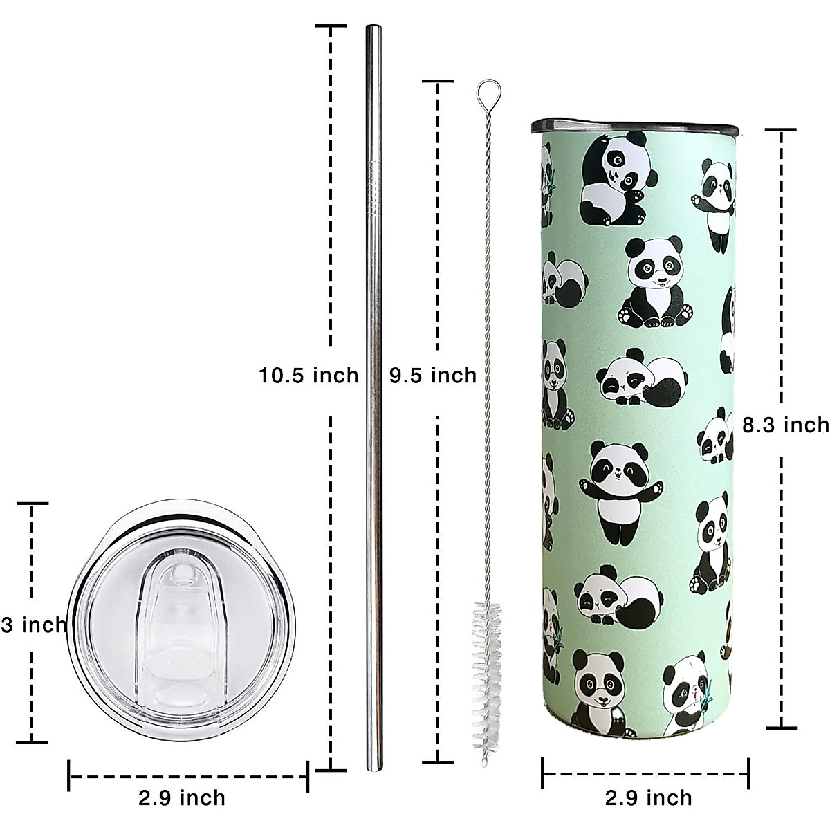 Ceovfoi Panda Gifts for Women Mug Cute Tumbler with Lid and Straw Coffee Cup Stuff Decor Kung Fu