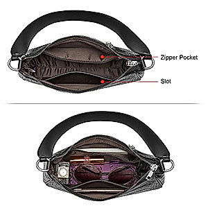 S-ZONE Genuine Leather Shoulder Bag for Women Hobo Purse Handbag Crocodile Pattern Zipper Small Classic