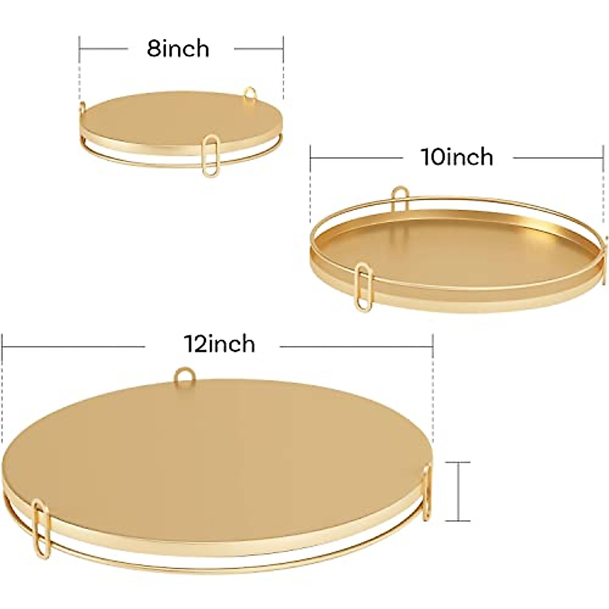 Nelhalt Gold Cake Stand 3 Pcs, Modern Dessert Table Display Set 12 in. L + 10 in. L + 8 in. L x 2 in. H Tiered Cupcake Holder Candy Fruit Plate Decoration for Wedding Birthday Party Celebration